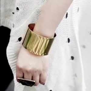 Jewelry | Bold Goldstatement Bangle With Chain New Nwt | Poshmark